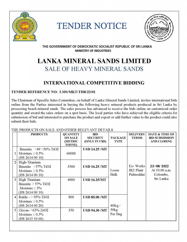 Coal Supply under the Term Tender for the Lakvijaya Power Plant at Norochcholai, Puttalam ...